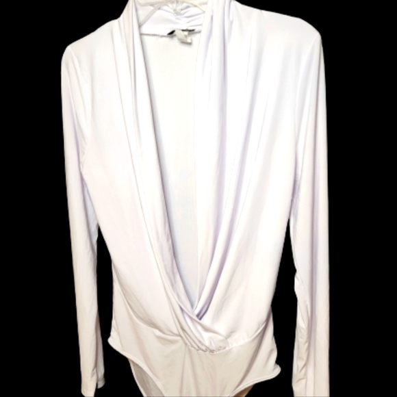 Poetry | Tops | Poetry White Bodysuit Deep Plunge Neckline To Abdomen ...